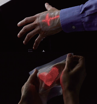 The elastic skin display developed by the University of Tokyo and ...